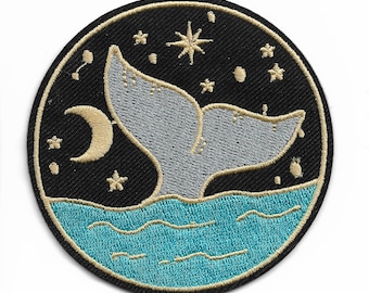 Ocean Blue Whale Embroidered Iron on Applique Motif Patch - Etsy