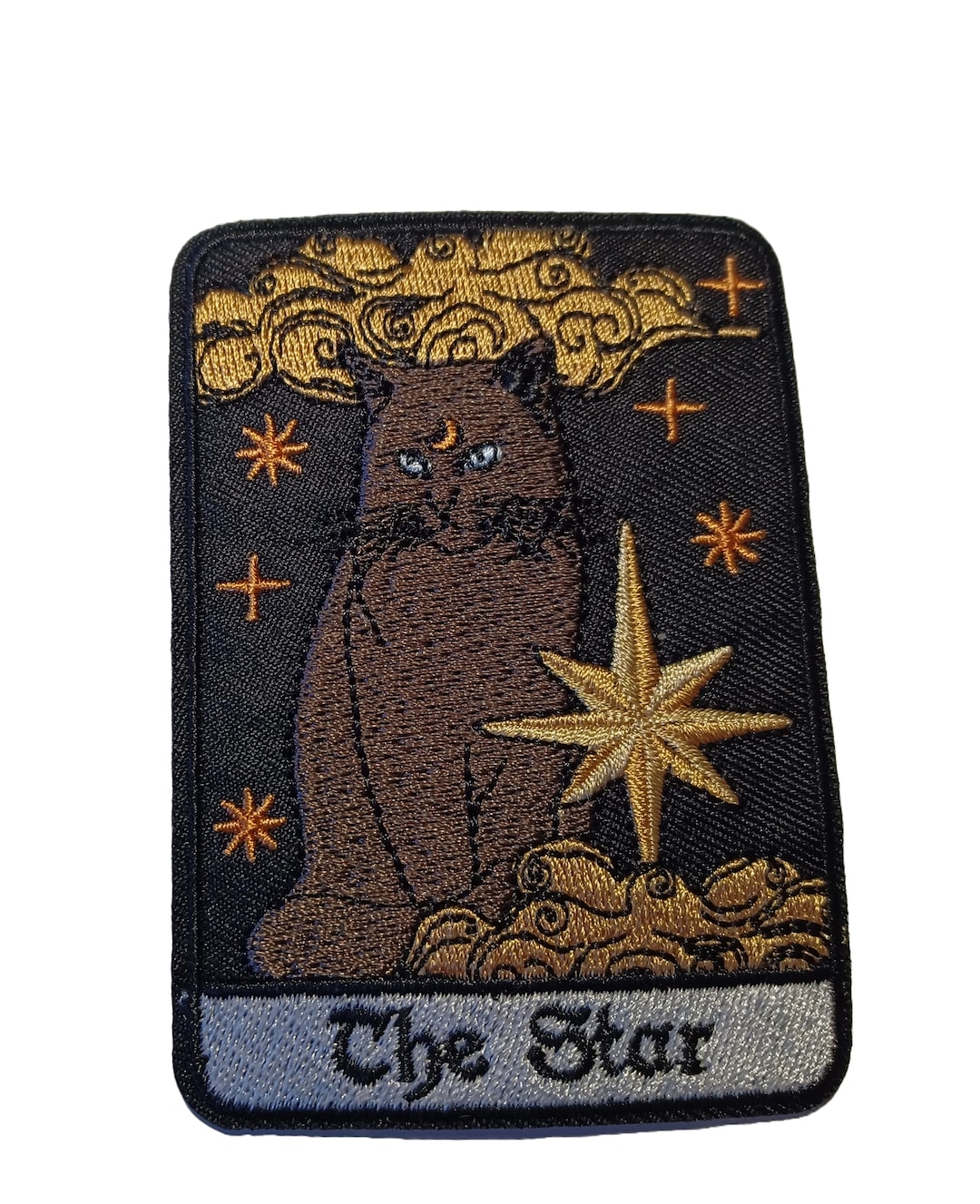The Star Black Cat With Moon on Forehead Cute Tarot Card Embroidered ...