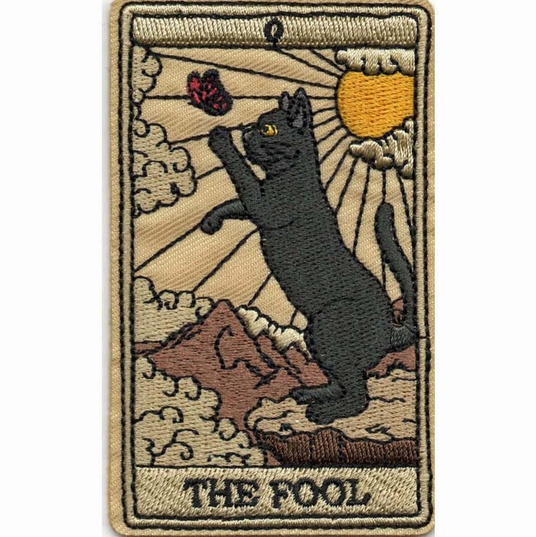Black Cat Kitty the Fool 0 Major Arcana Tarot Card Embroidered Iron on ...