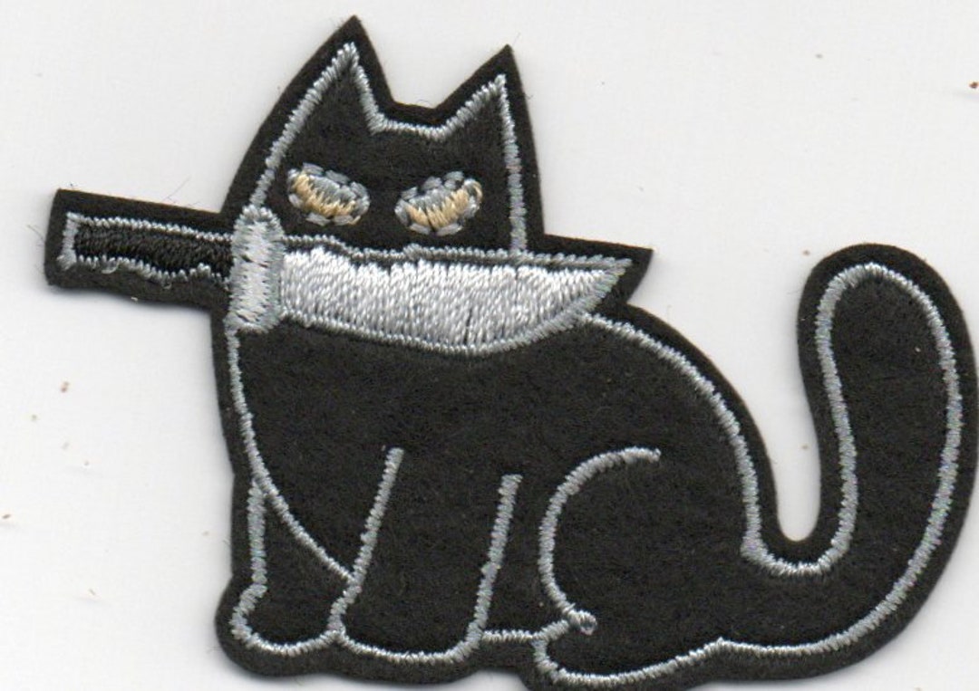 Goth Black Cat With Knife Iron-on Patch - Punk Emo Style - Etsy
