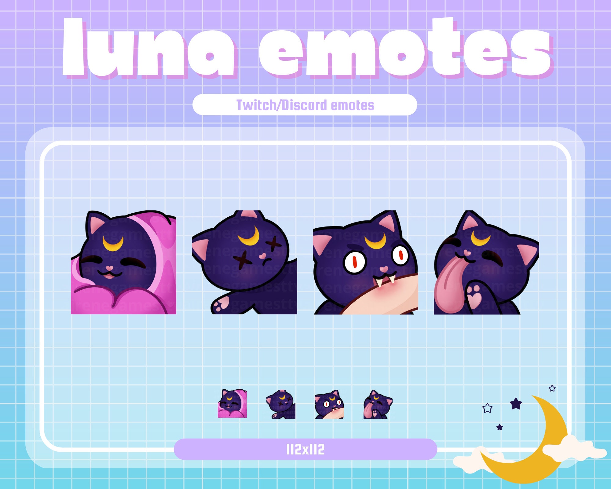 Luna Emotes | Sailor Moon | Cat Emotes | Twitch Emotes - Etsy