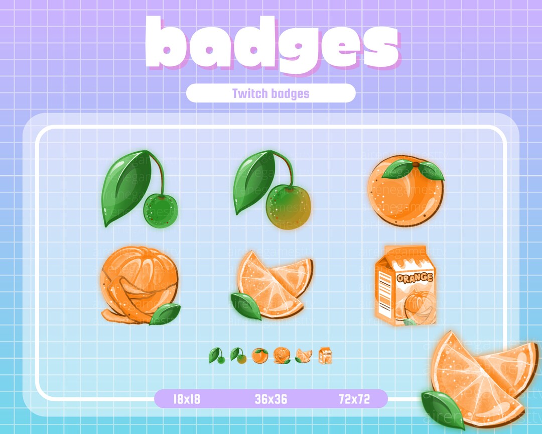 Orange Fruit Twitch Badges | Bit Badges | Subscriber Badges - Etsy