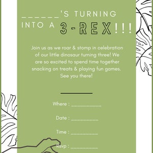 Three Rex/ 3 Rex Birthday Invitation Printable Template - Etsy