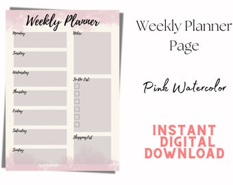 Instant Download Weekly Planner Pink - Etsy