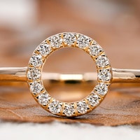Bubble Bezel Set Ring, Three Row Diamond Scatter Ring, Raindance Style ...