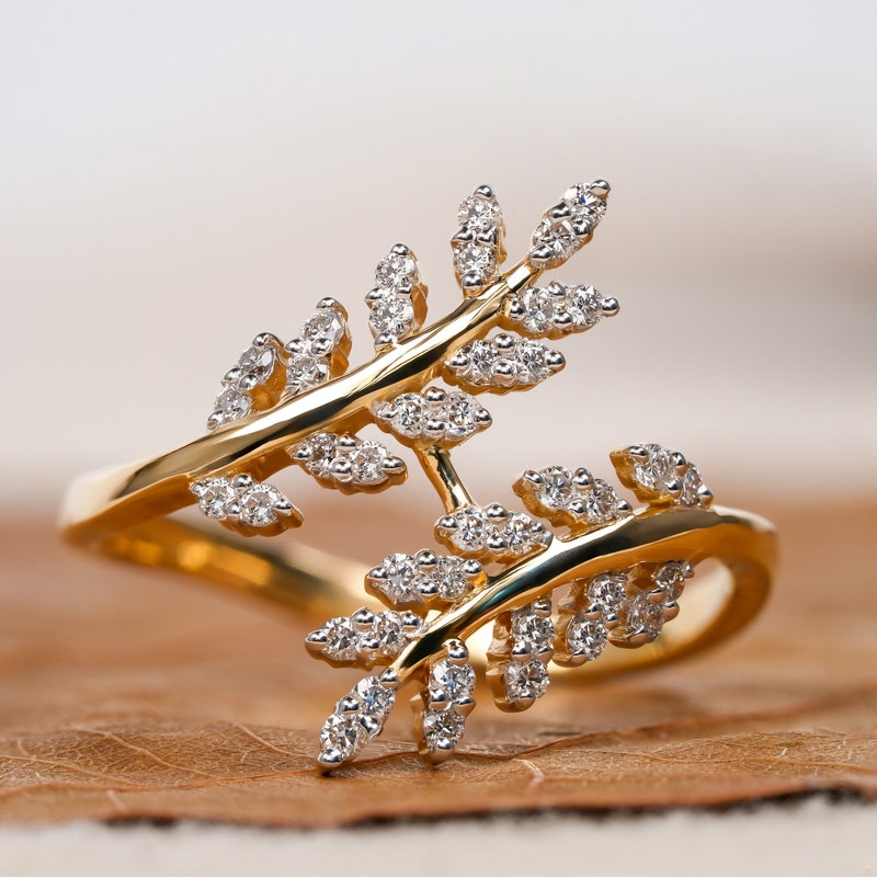 Leaf Diamond Ring - Etsy