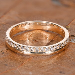 Round Lab Diamond Full Eternity Band, Minimalist Wedding Ring, Two Row ...