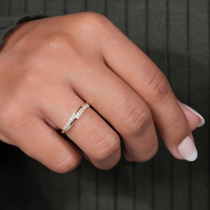 Minimalist Wave Ring,unique Natural Diamond Ring,womens Dainty Ring,thin Wedding Ring,wavy ...