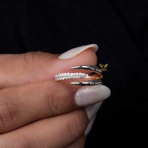 Unique Minimalist Claw Ring,natural Pave Round Diamond Claw Ring,tiny ...