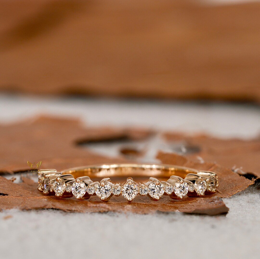 Floating Bubble Wedding Band,lab Diamond Bands,half Eternity Band ...