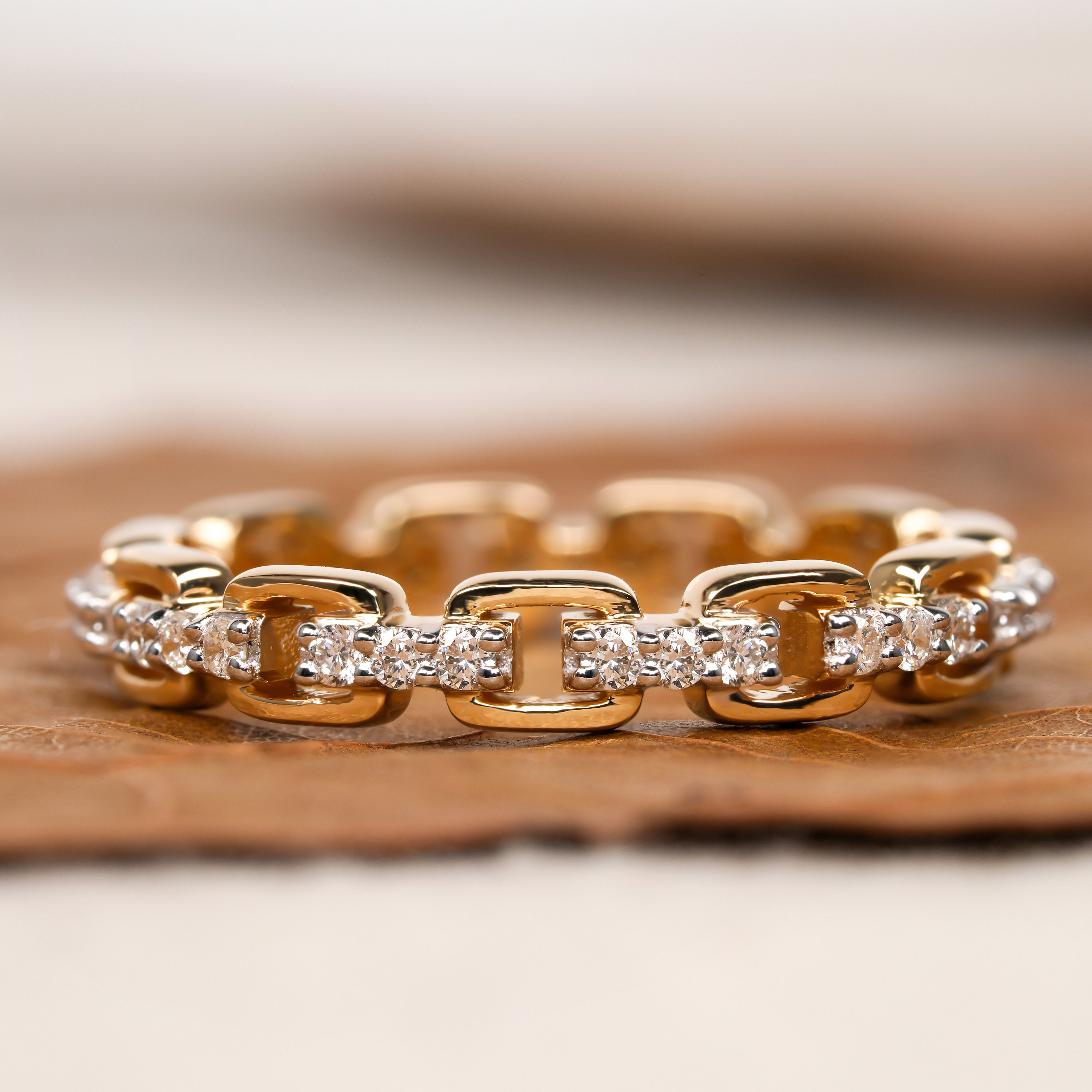 Lab Diamond Open Link Engagement Ring Pave Lab Grown Diamond Eternity ...