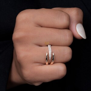 Unique Minimalist Claw Ring,natural Pave Round Diamond Claw Ring,tiny Claw Wedding Ring,gold ...