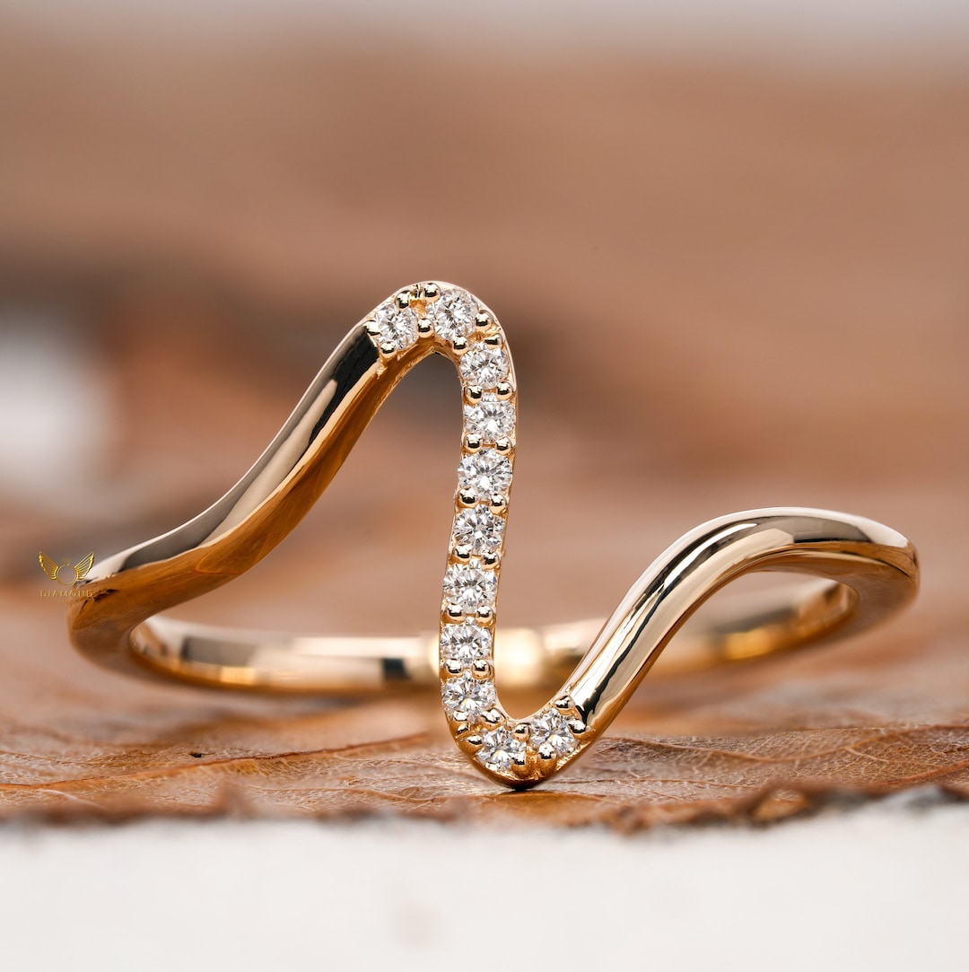 Tiny Round Lab Grown Diamond Wave Ring,minimalist Wave Ring,unique High ...