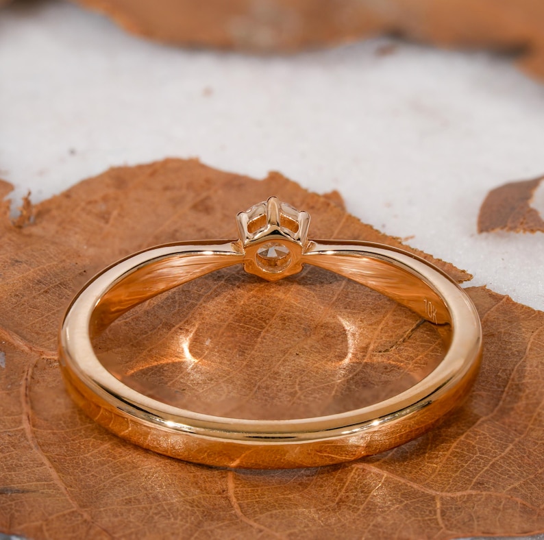 Minimalist Engagement Ring,round Lab Diamond Ring,14kt Solid Gold ...