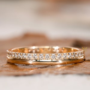 Round Lab Diamond Full Eternity Band, Minimalist Wedding Ring, Two Row ...