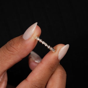 Floating Bubble Wedding Band,lab Diamond Bands,half Eternity Band ...