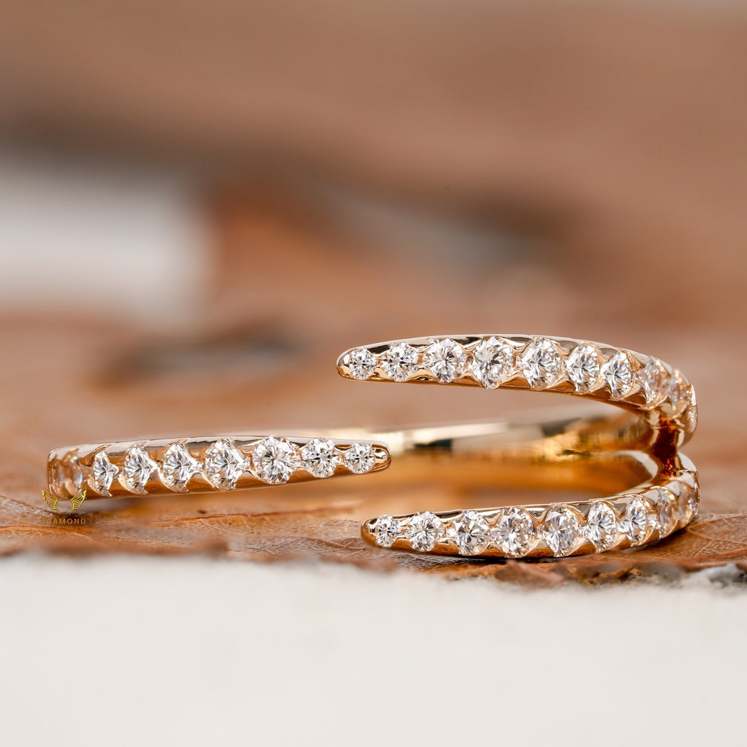 Lab Grown Diamond Double Claw Ring,unique Minimalist Engagement Ring ...