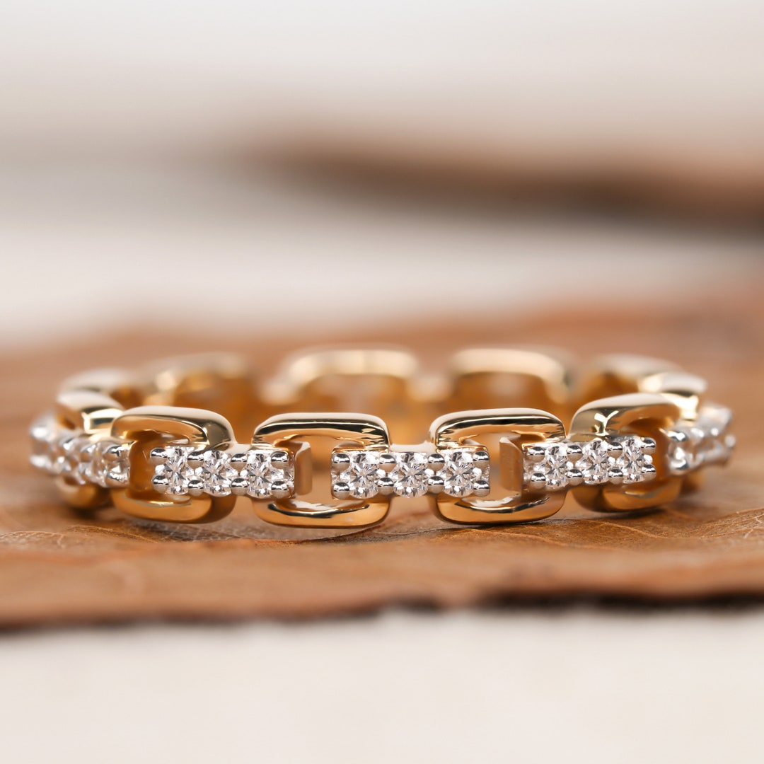 Lab Diamond Open Link Engagement Ring Pave Lab Grown Diamond Eternity ...