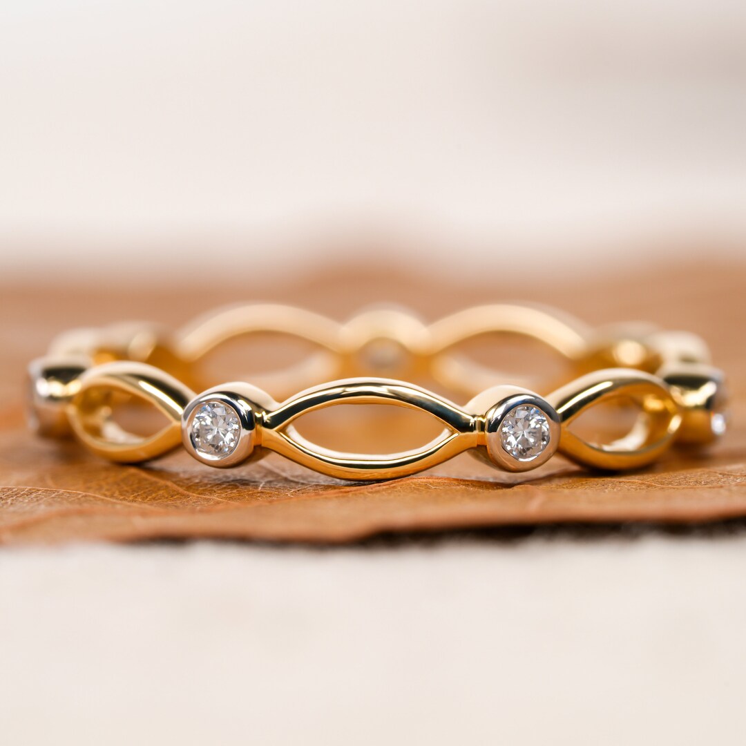 Tiny Diamond Thumb Ring Open Band Stacking Ring 14KT Unique Matching ...