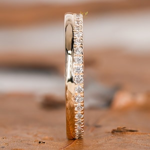 Round Lab Diamond Full Eternity Band, Minimalist Wedding Ring, Two Row ...
