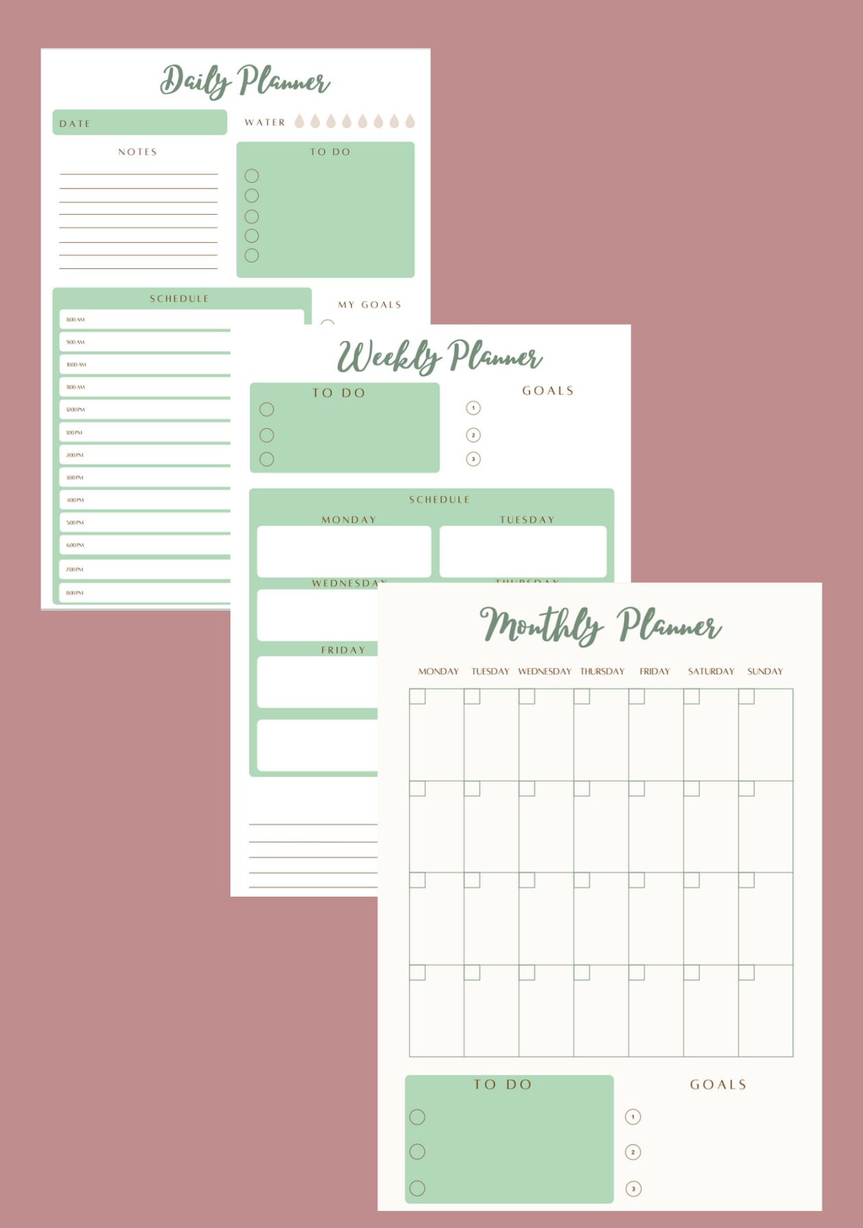 Undated Daily, Weekly, Monthly Planners Printable Planner Bundle - Etsy