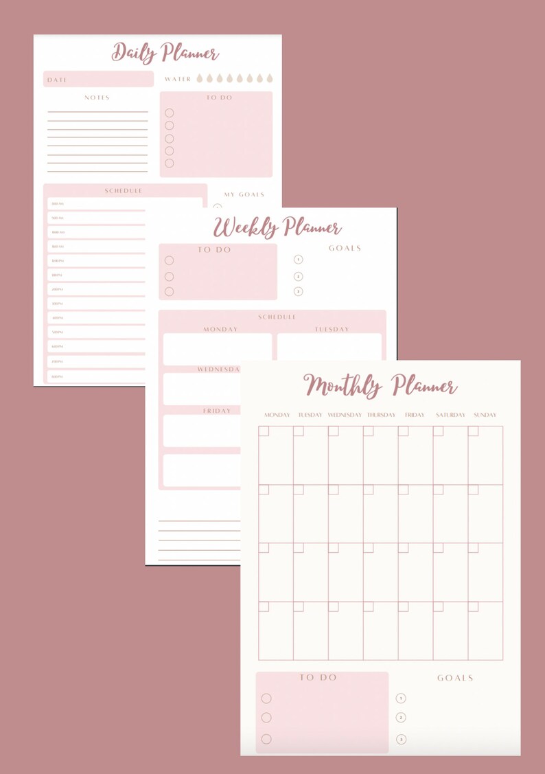 Undated Daily, Weekly, Monthly Planners Printable Planner Bundle - Etsy