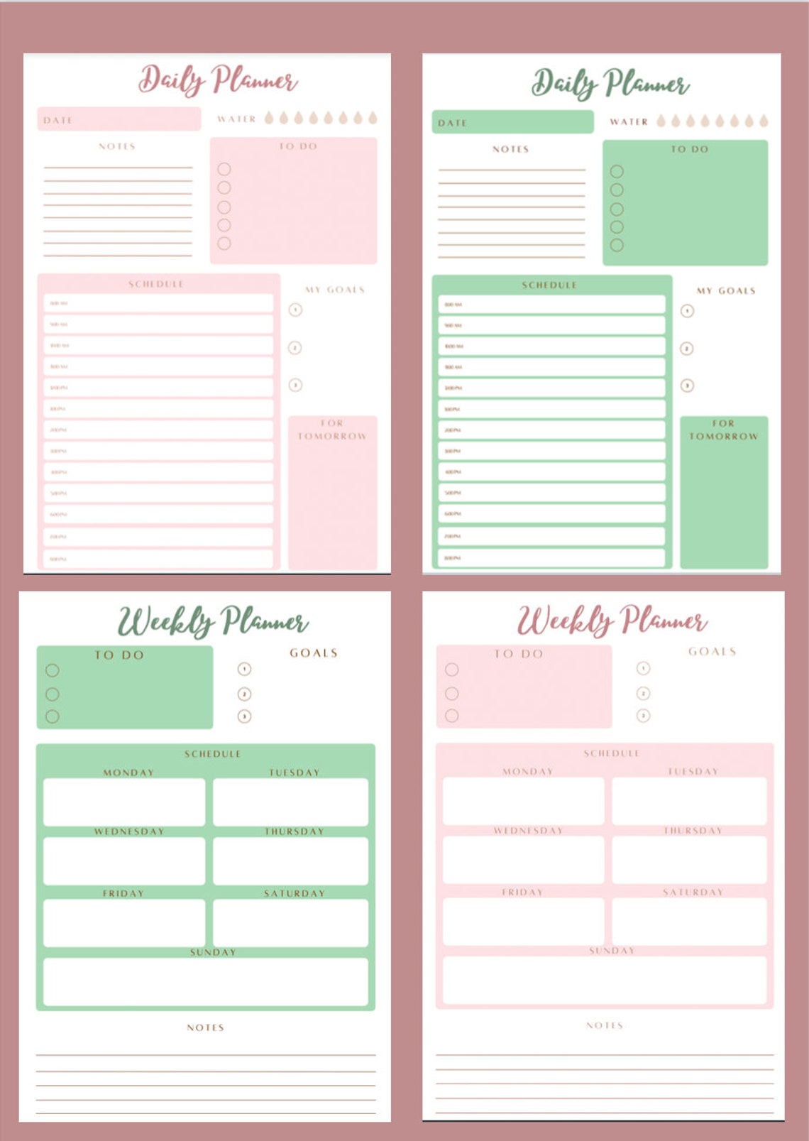 Undated Daily, Weekly, Monthly Planners Printable Planner Bundle - Etsy