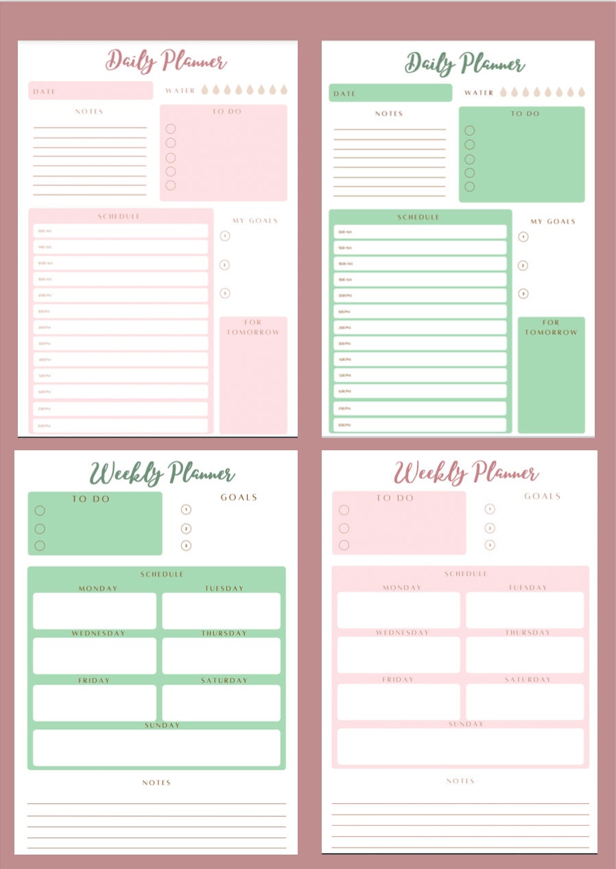Undated Daily, Weekly, Monthly Planners Printable Planner Bundle - Etsy