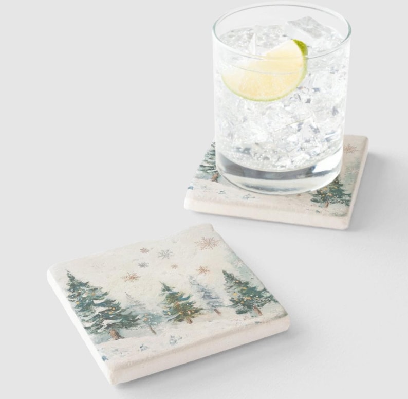 Christmas Tree Stone Coaster: Winter Holiday Home Decor - Etsy