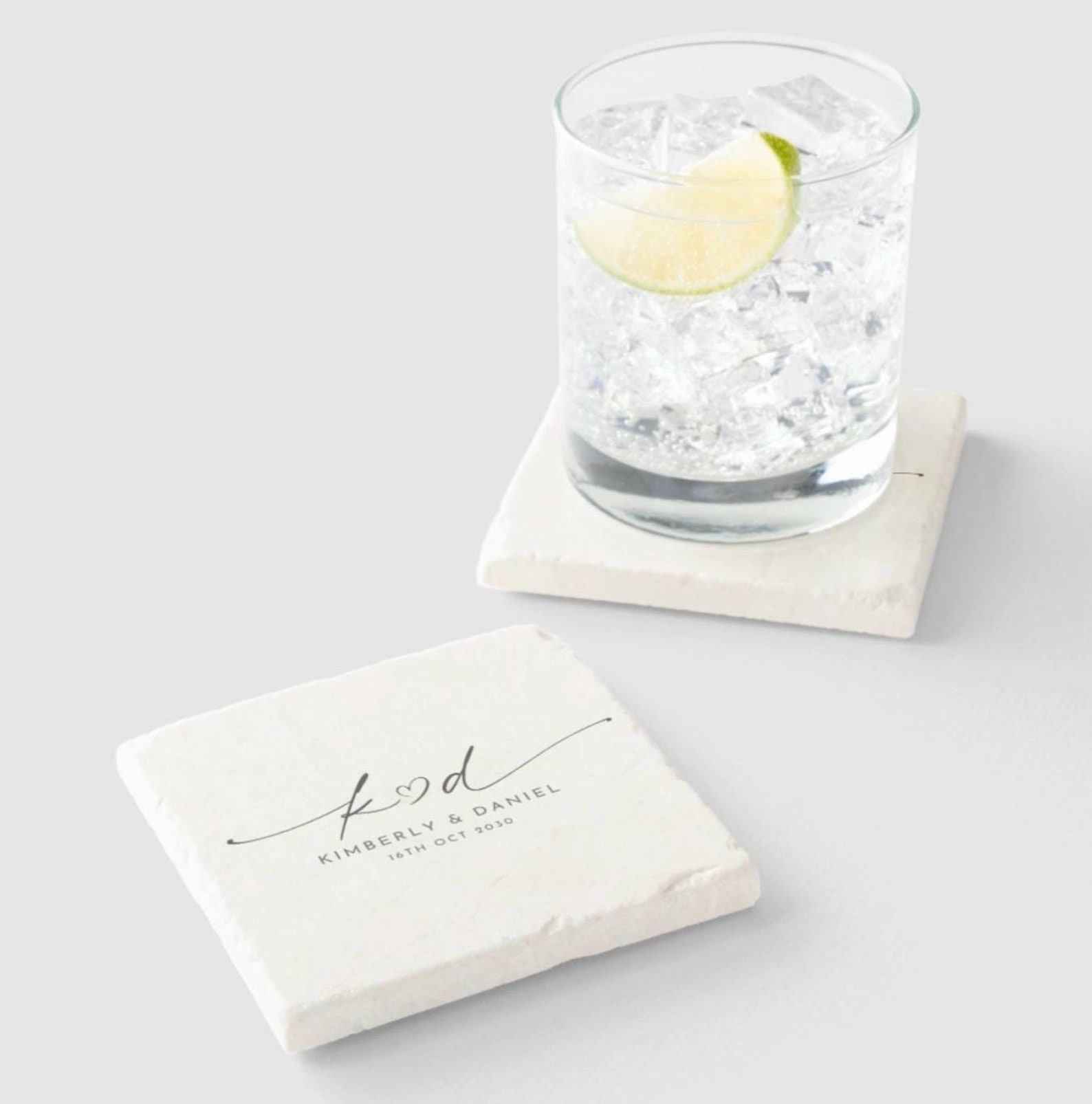 Personalized Stone Coaster, Marble Limestone, Couples Anniversary Gift ...