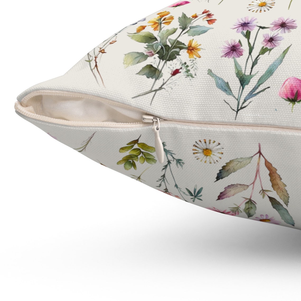Boho Floral Throw Pillow Cottagecore Decor - Spring Summer Wildflower ...