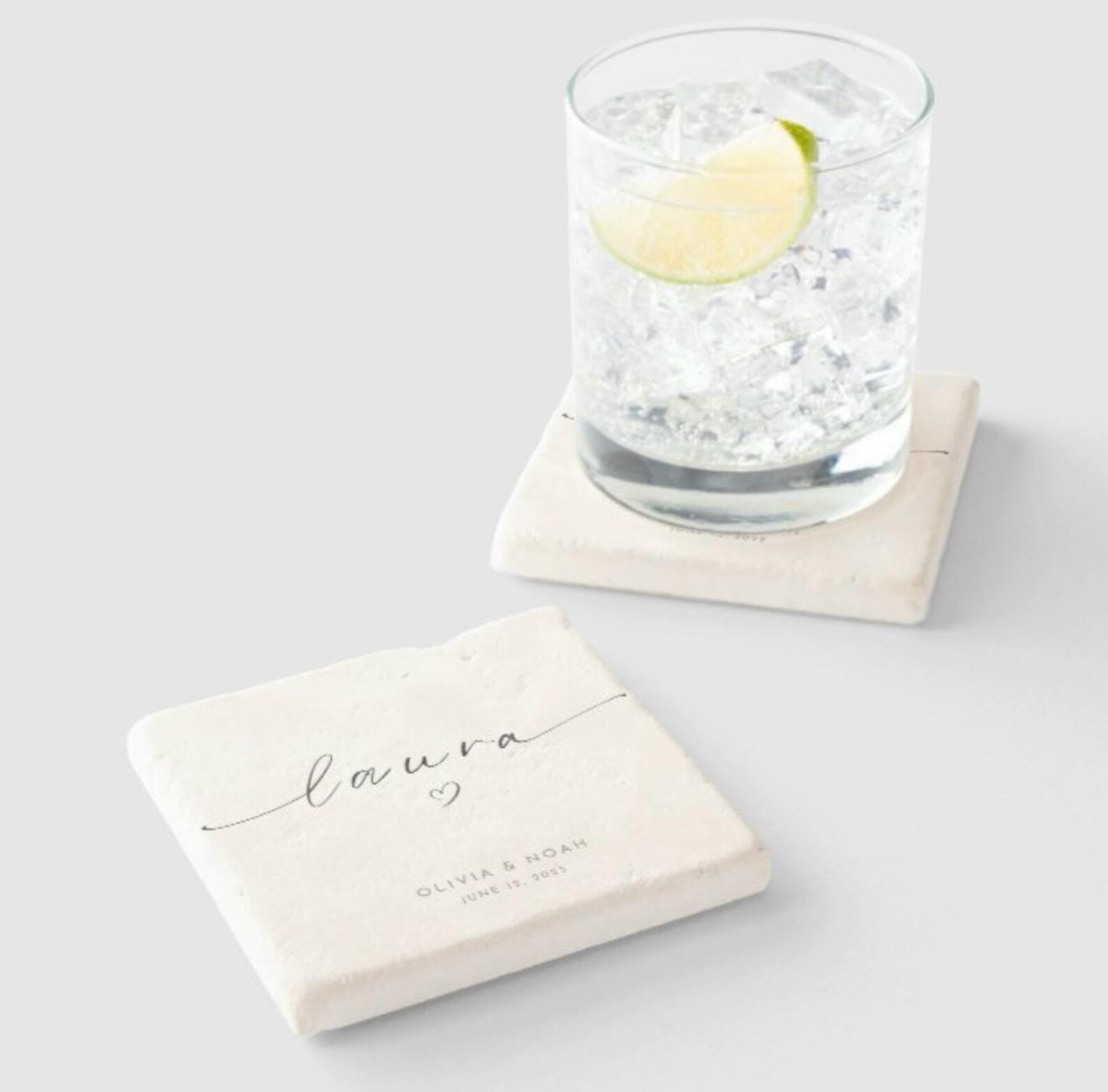 Personalized Wedding Gift Marble Coaster: Limestone Travertine Wedding ...