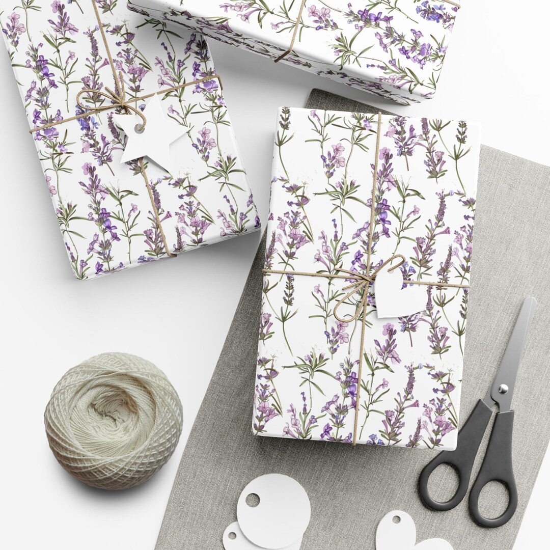 Lavender Floral Gift Wrapping Paper for Weddings, Bridal Shower, Baby ...