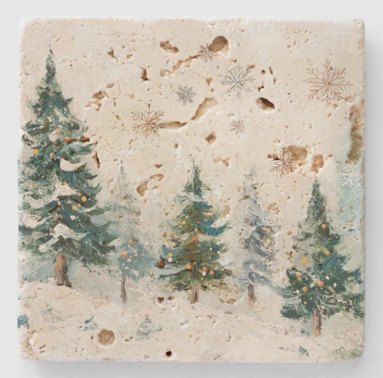 Christmas Tree Stone Coaster: Winter Holiday Home Decor - Etsy