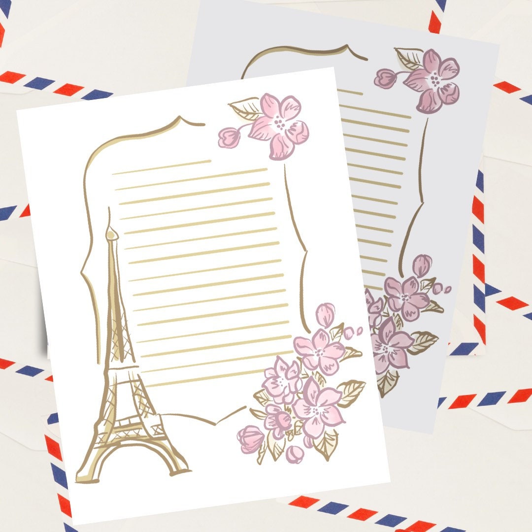 Golden Paris Stationery Printable Paper | Pink and Gold Stationery ...