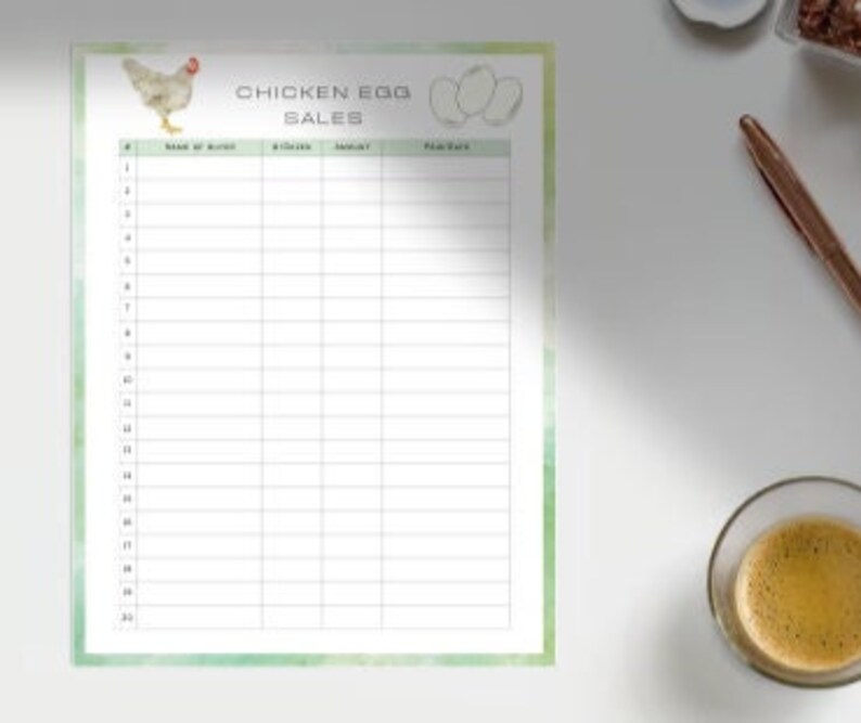 Printable Egg Sales Tracker, Chicken Egg Tracker PDF - Etsy
