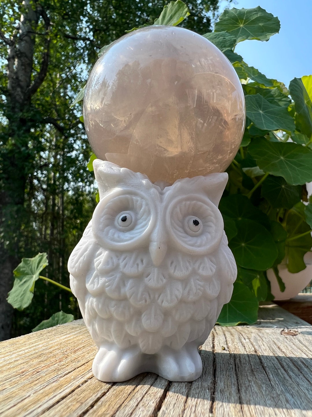 Adorable White Owl Crystal Sphere Holder: Decor or Spiritual - Etsy