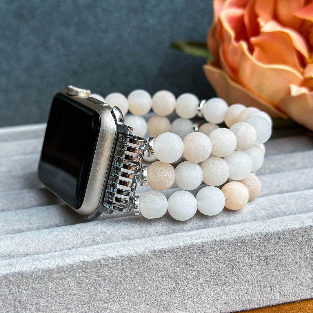 Champagne Iwatch Handmade Strap, Pink Aventurine Bracelet for Apple ...