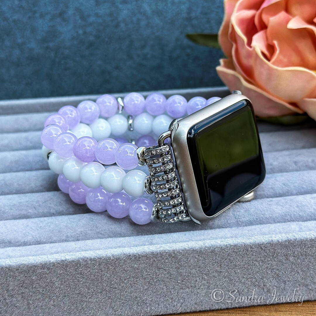 Purple Angelite and White Onyx Bracelet for Apple Watch, Natural Stone ...