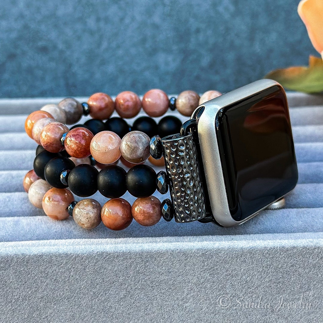 Natural Stone Apple Watch Replacement Band, Sunstone Beads Bracelet for ...