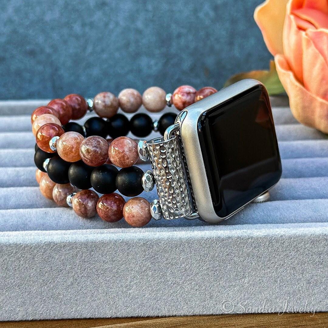 Sunstone Beads Bracelet for Apple Watch, Natural Stone Apple Watch ...
