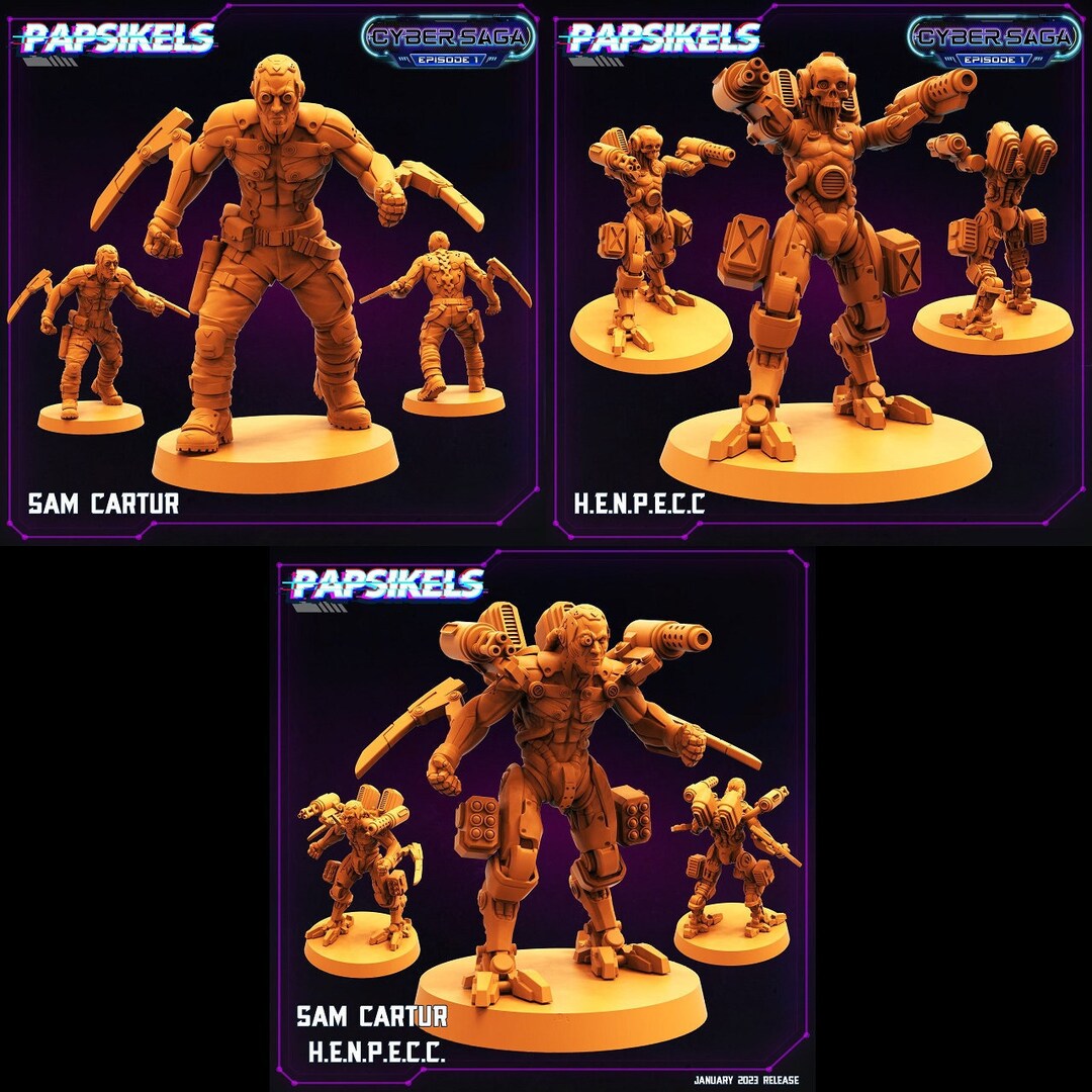 Cyber Psycho Sam Cartur HENPECC 3 Design Options 32mm Scale Miniature ...