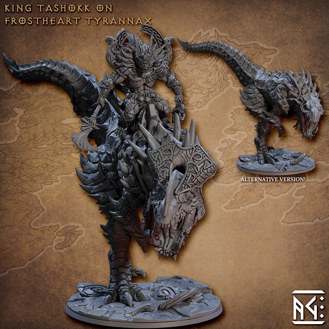 Frostheart Lizardmen - King Tashokk With Tyrannax | LARGE Model | 2 ...