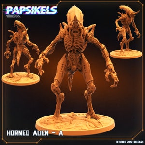 Horned Xeno Aliens | 2 Design Options | 32mm Scale Miniature ...