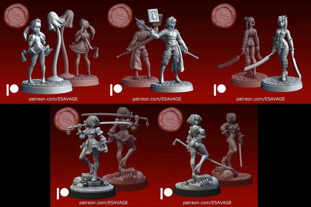 Nier (fan Art) - 2B, A2, Fio, Kaine, Weiss | 32mm Scale Miniature ...