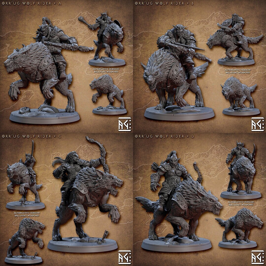Nomad Orr'ugs - Wolf Riders - Worg - Warg | 12 Design Options | 32mm ...