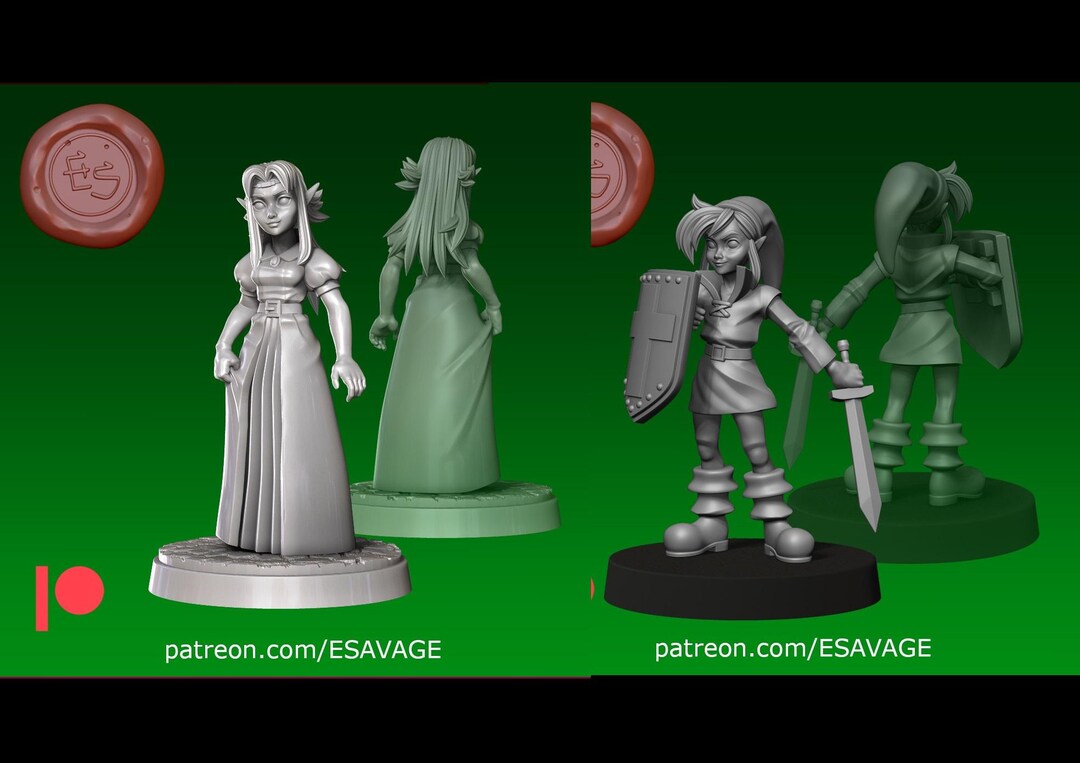 The Legend of Zelda (fan Art) - Zelda & Link | 32mm Scale Miniature ...