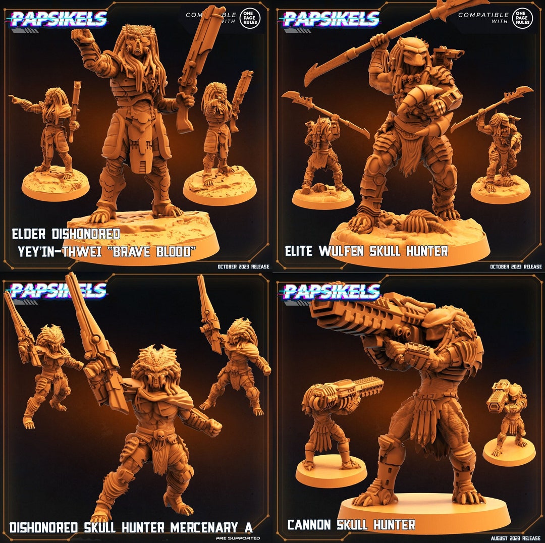 Skull Hunters - Ragtag Team | 4 Design Options | 32mm Scale Miniature ...