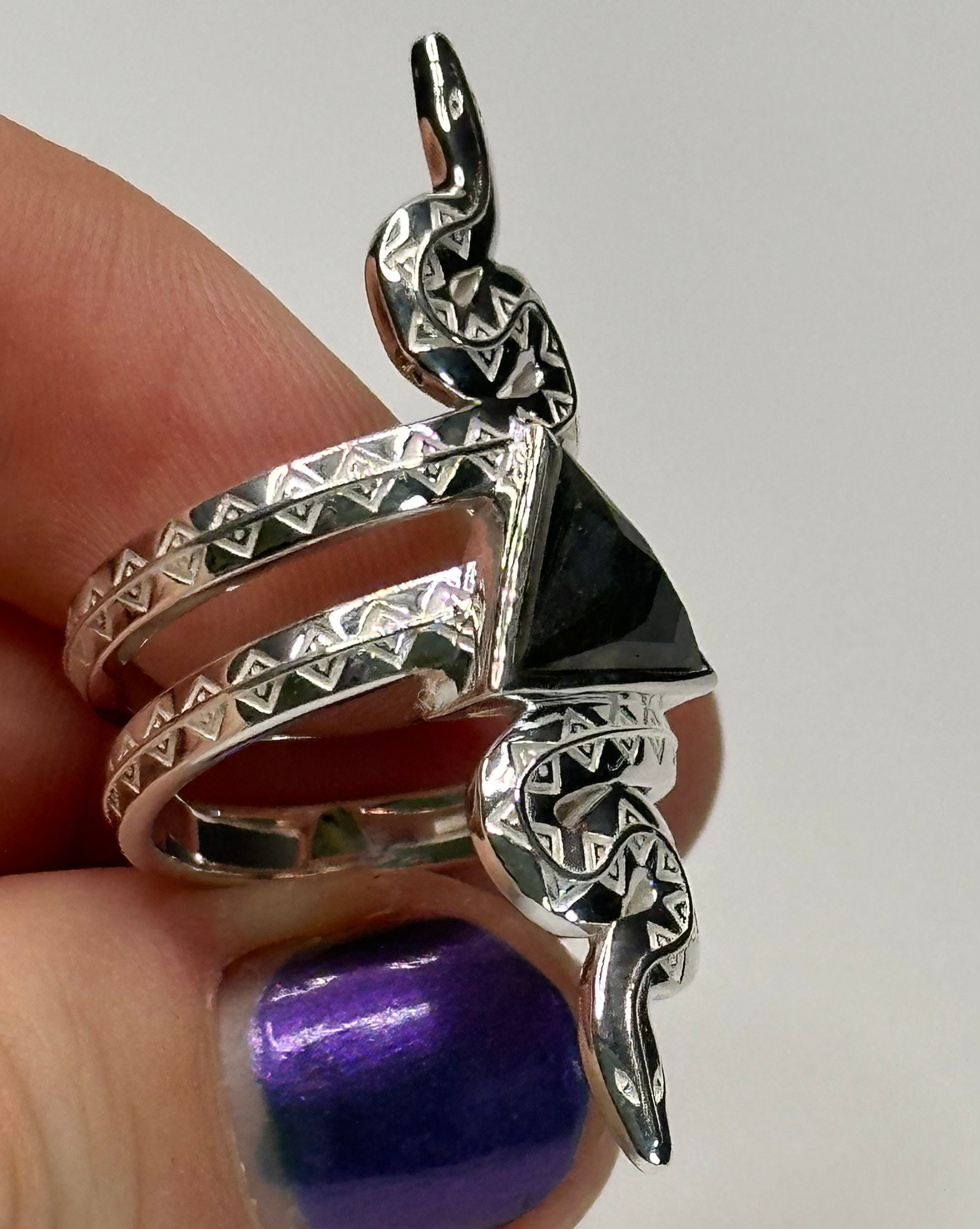 Labradorite Snake Ring: Sterling Silver Serpentine Renewal Jewelry ...