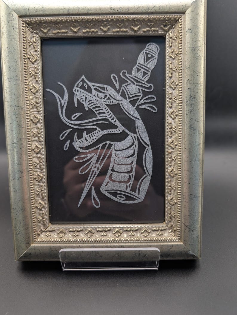 Laser Engraved/etched Snake Dagger Design | American Traditional Tattoo ...
